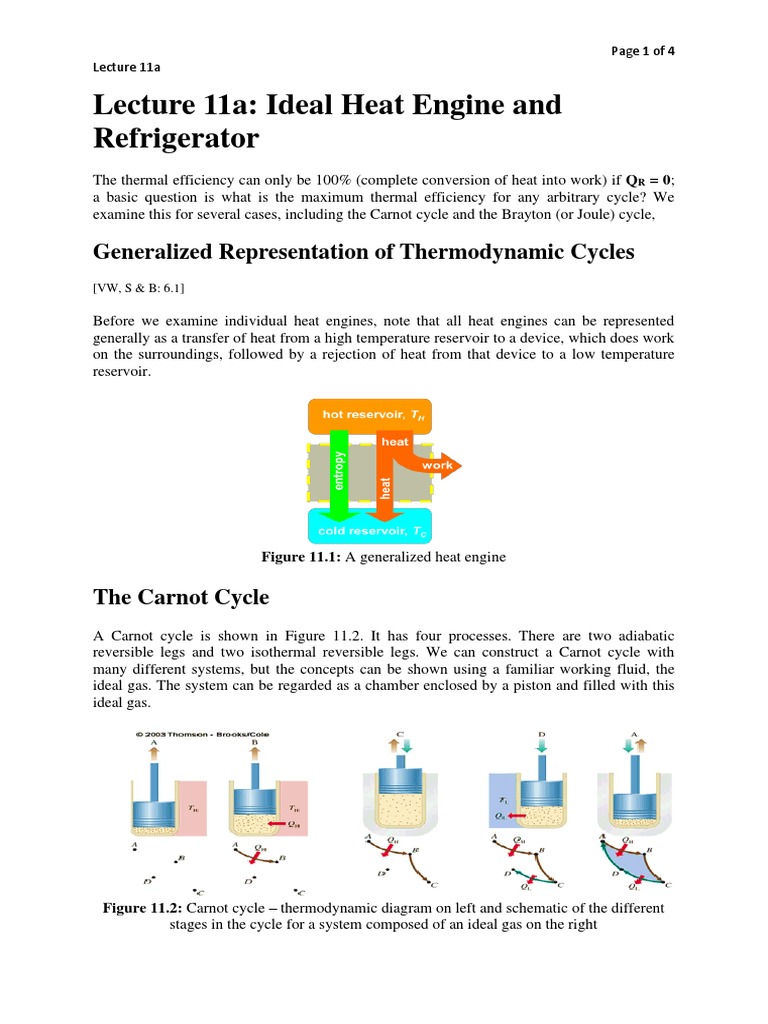 Lecture 11a - Ideal Heat Engine and Refrigerator.pdf | PDF