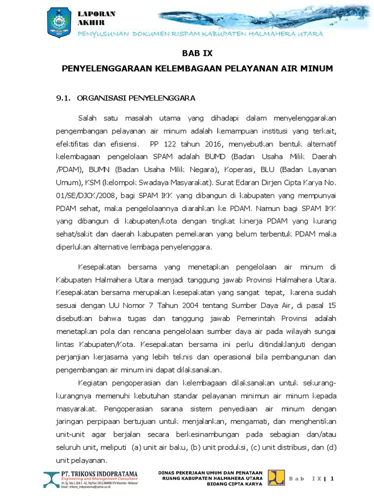 Pengelolaan Kelembagaan SPAM di Halmahera | PDF | Pengelolaan Keuangan ...