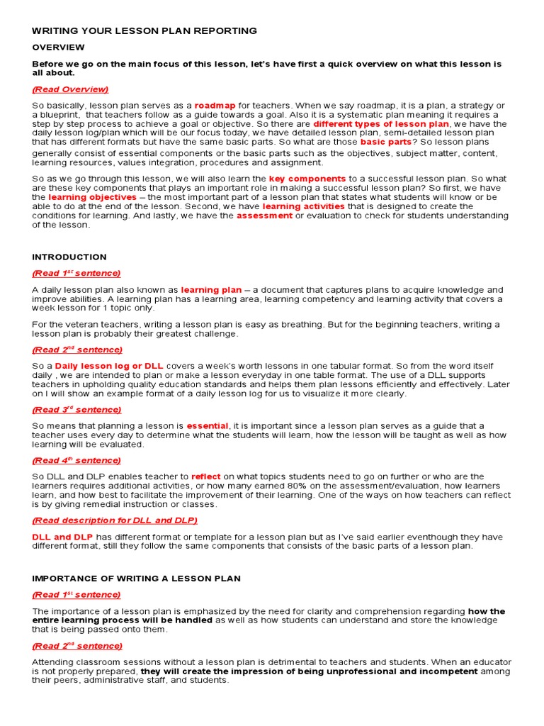 Writing Your Lesson Plan | PDF | Lesson Plan | Learning