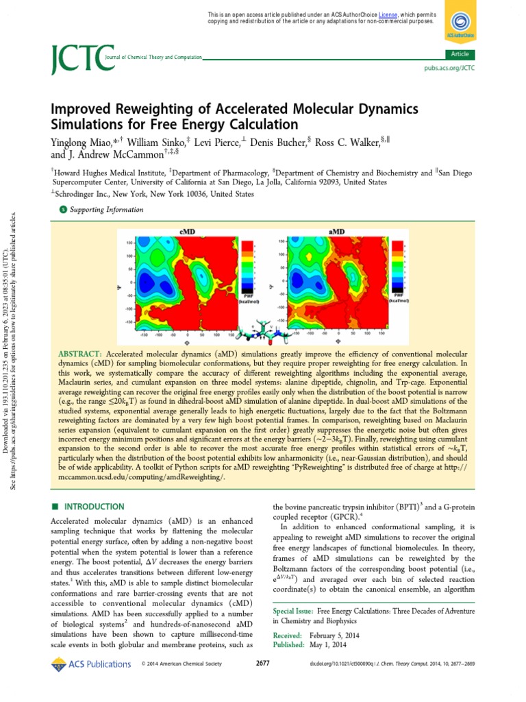 Improved Reweighting Of Accelerated Molecular Dynamics Simulations For Free Energy Calculation 8071