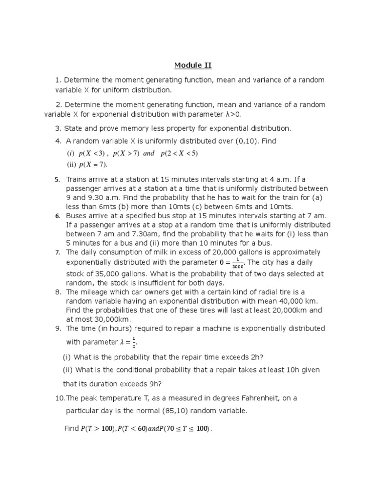 P&S-Unit II, III PDF | PDF | Probability Density Function | Probability Distribution