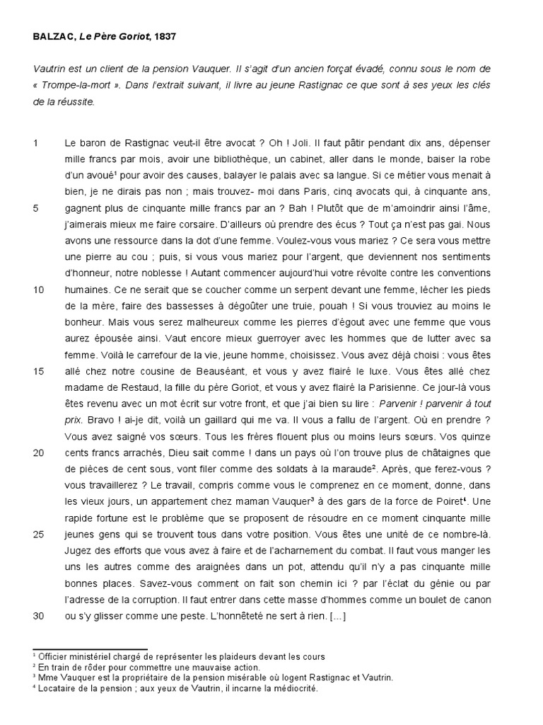 Balzac Disc de Vautrin Text | PDF