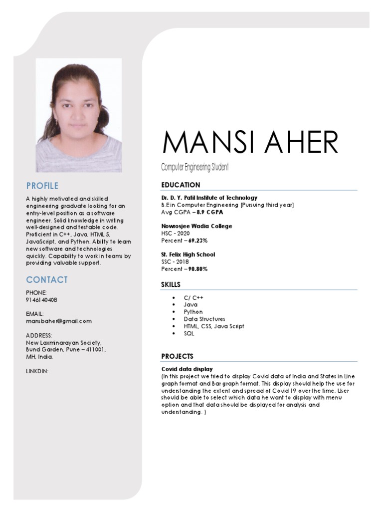 Mansi Aher - Resume1 | PDF