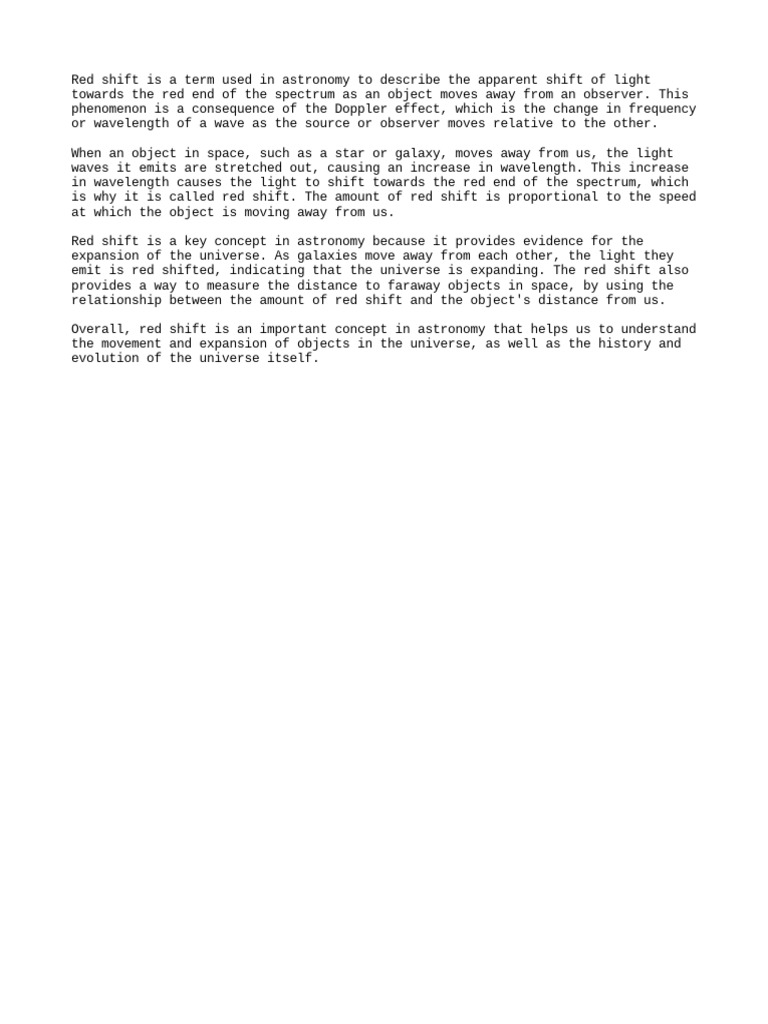 Red Shift Explained Pdf