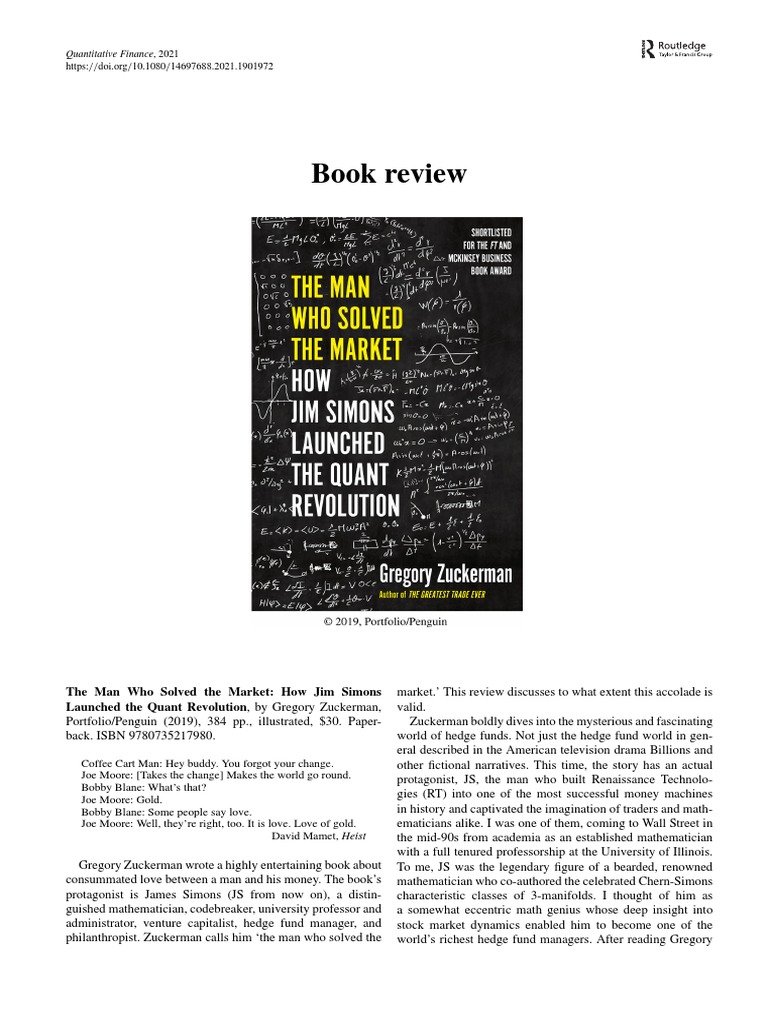 36 2021 Lipton Review The Man Who Solved The Market How Jim Simons ...