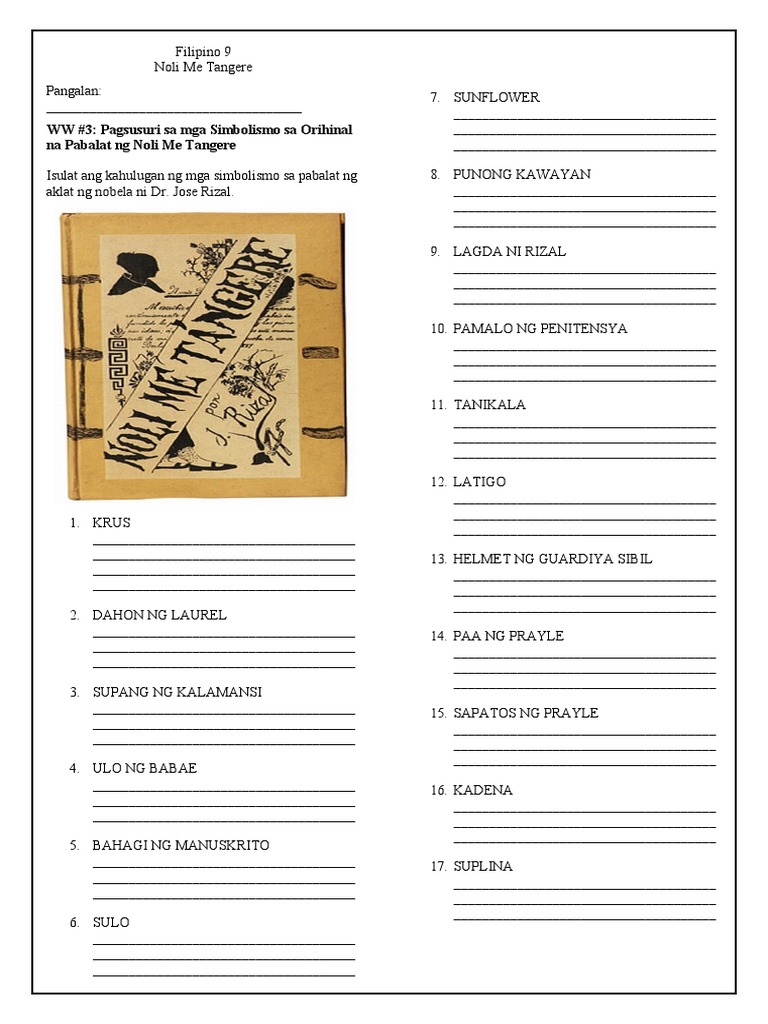 WW3 Pagsusuri Sa Pabalat NG Noli Me Tangere | PDF