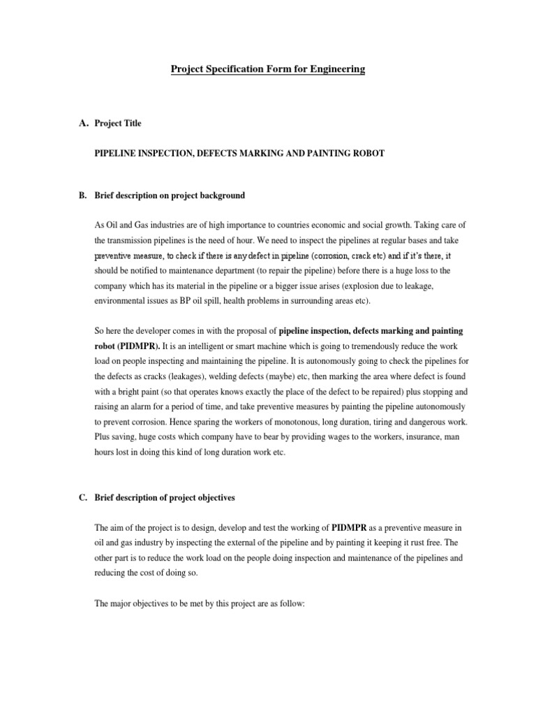 Mechatronics Final Year Project Proposal | PDF | Pipeline Transport ...