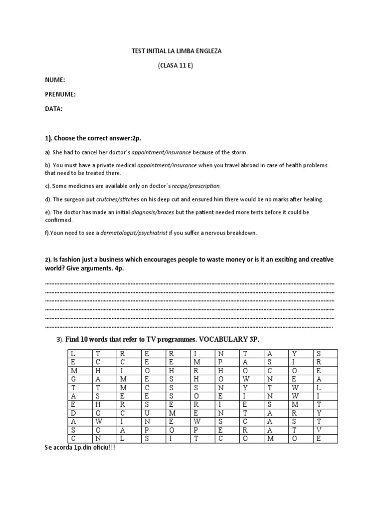 test-initial-la-limba-engleza-cls-11-e-lic-4-pdf-medical
