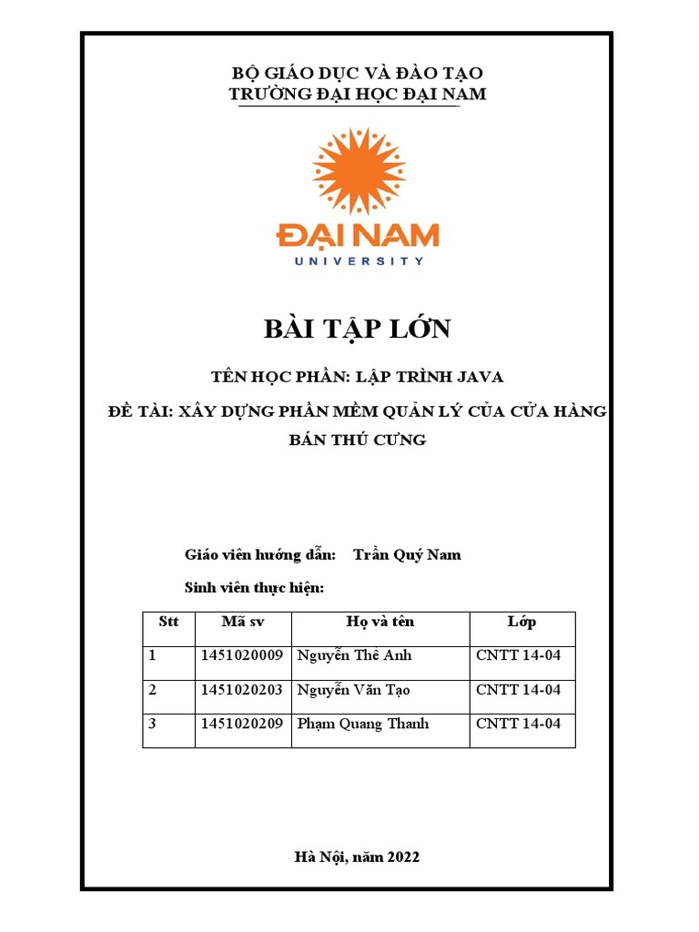 Bao Cao BTL JAVA | PDF