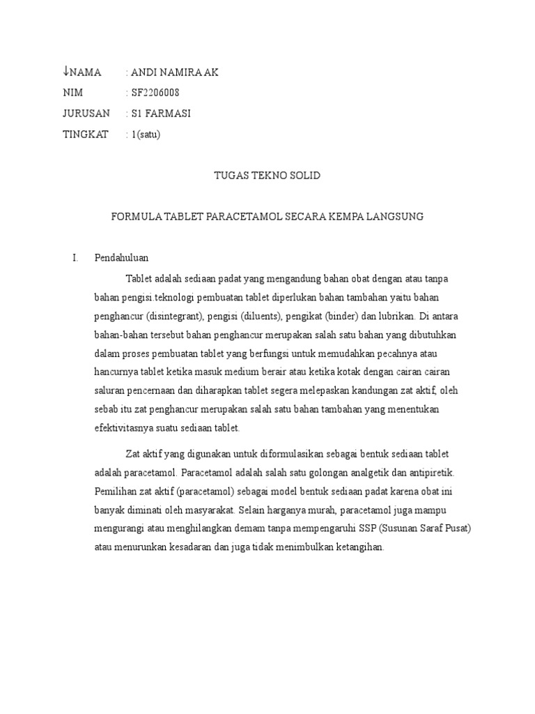Tugas Teknologi Formulasi Sediaan Solid | PDF