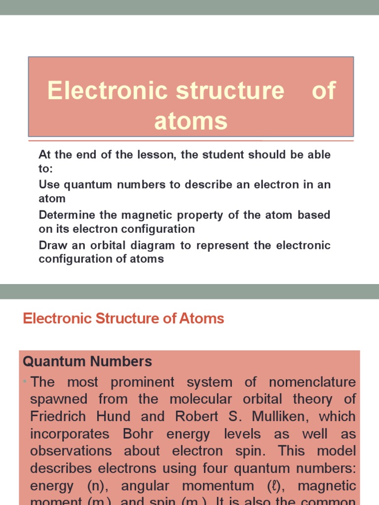 3 Electronic Structure of Atoms 1 | PDF