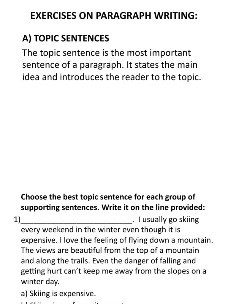 Exercises On Paragraph Writing | PDF