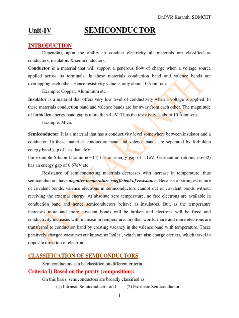 Semiconductor Physics Notes-2021-22 PDF | PDF | Semiconductors | Doping ...