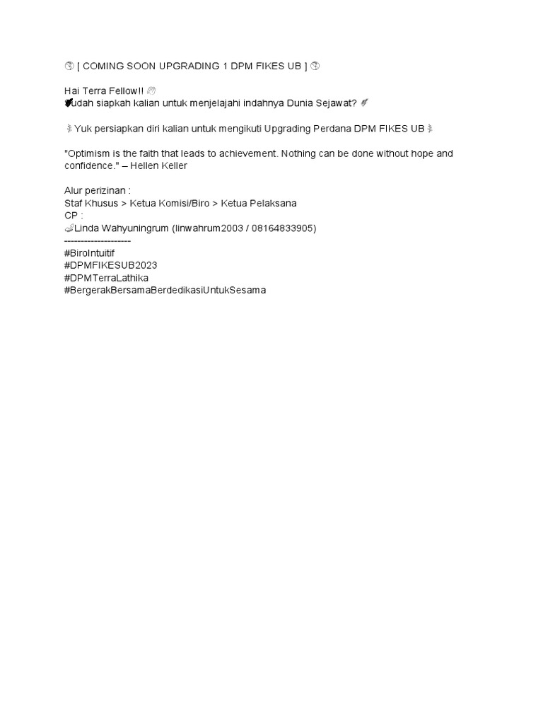 Upgrading Perdana DPM FIKES UB | PDF