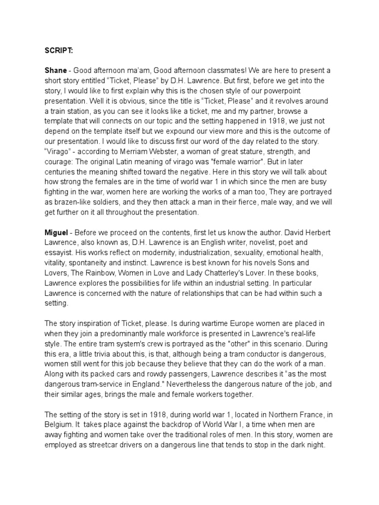 SCRIPT TICKET PLEASE | PDF