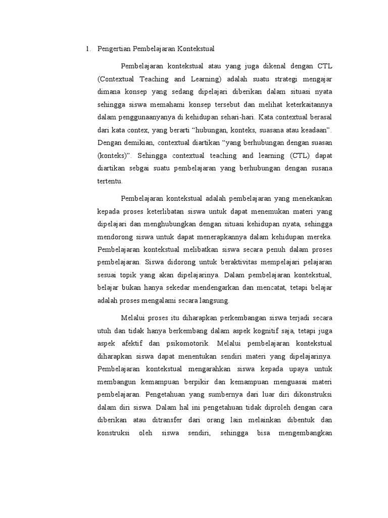 Pembelajaran Kontekstual: Definisi & Konsep | PDF