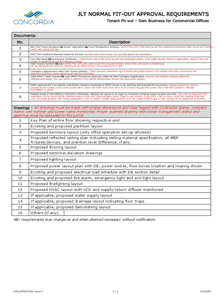 Tenant Fit-Out Detailed Requirement | PDF