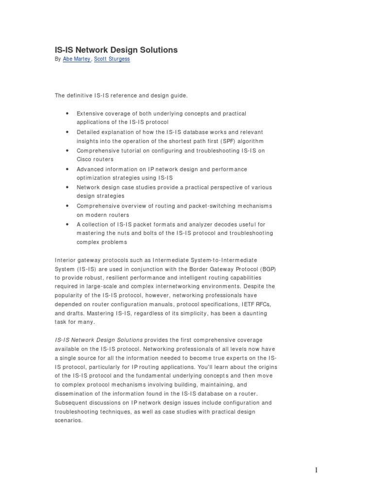 Cisco Press - IS-IS Network Design Solutions | PDF