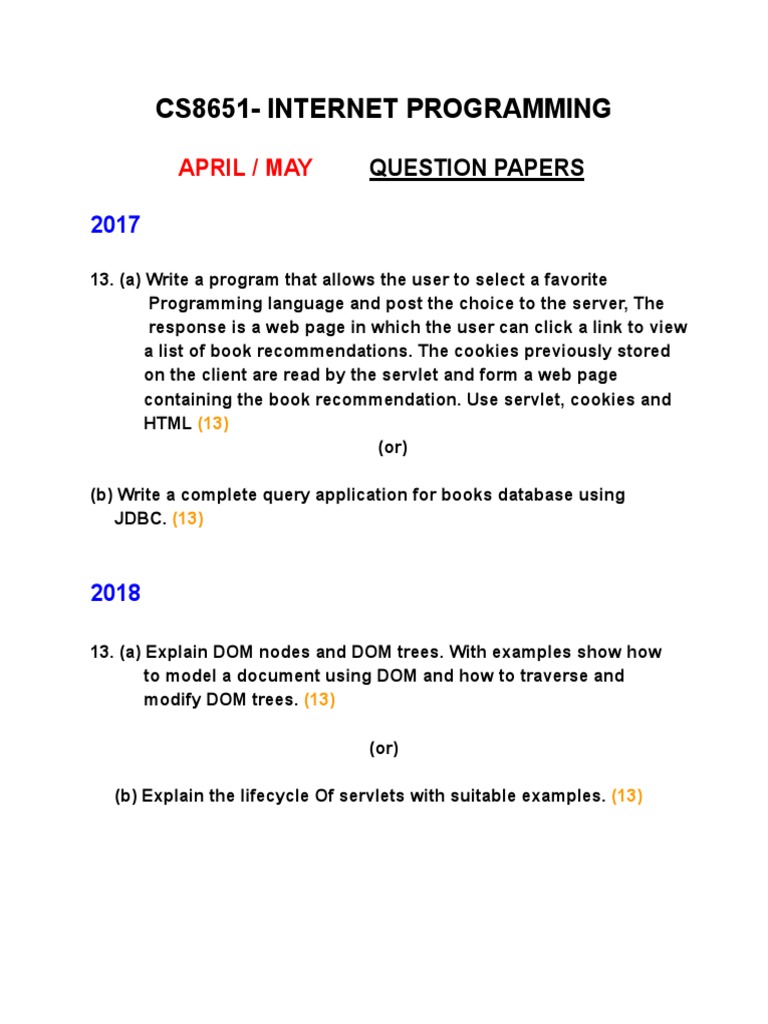 CS8651 Ip QP (13) (April May) PDF | PDF