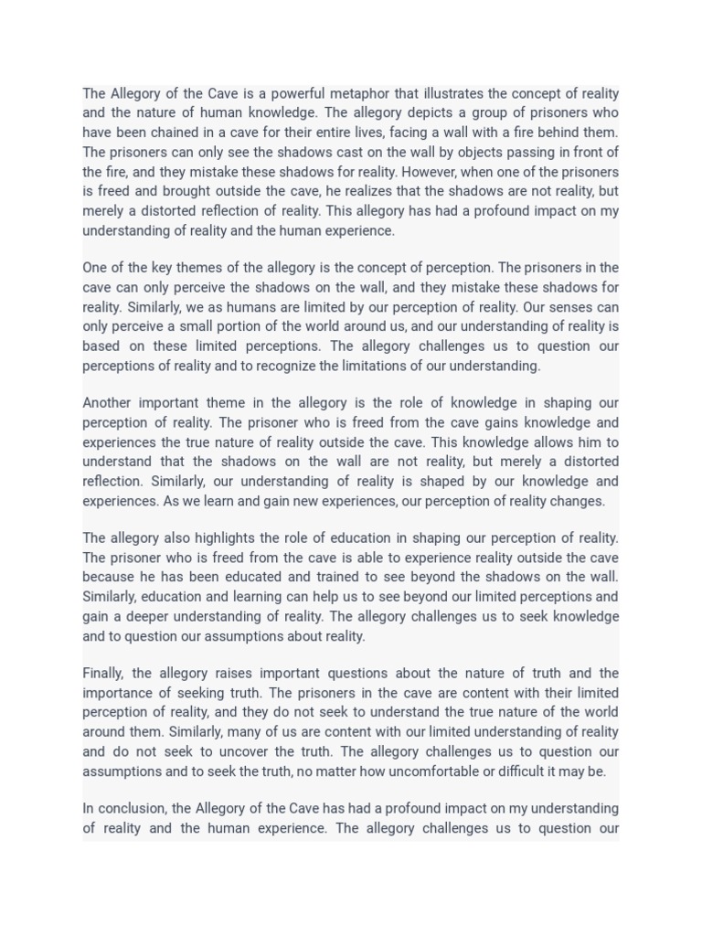 Allegory of The Cave Reflection PDF | PDF