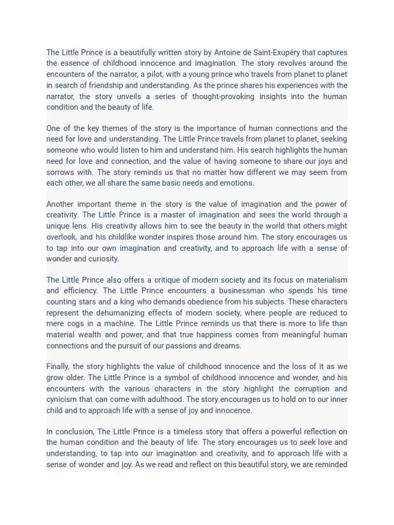 Little Prince Reflection | PDF