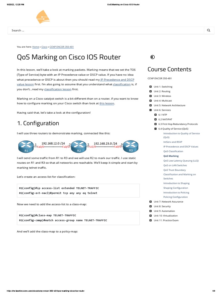QoS Marking On Cisco IOS Router | PDF