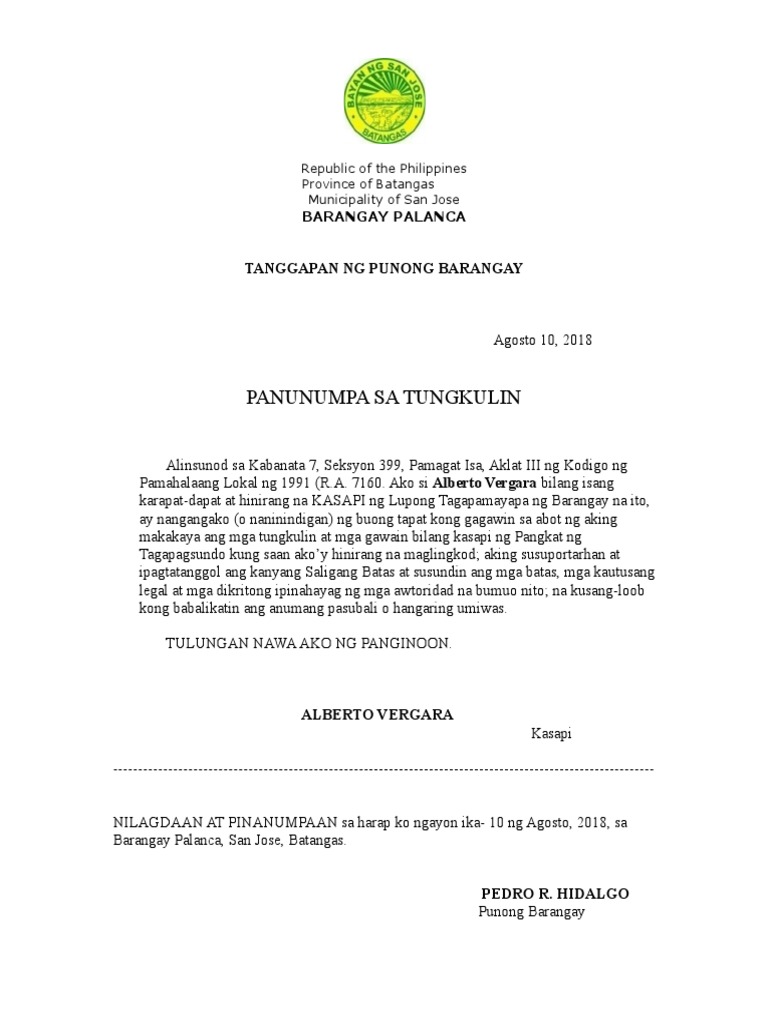 Panunumpa - Alberto Vergara | PDF