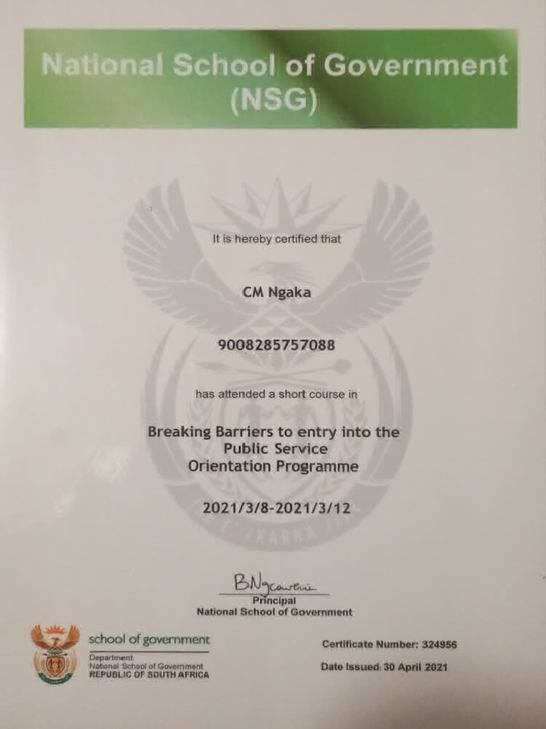 NSG Certificate PDF | PDF