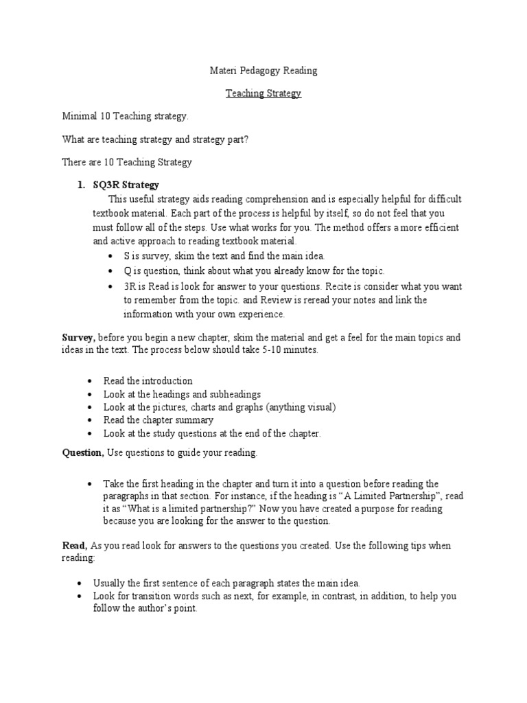 Materi Strategy Of Pedagogy Reading Yang Terbaru Download Free Pdf
