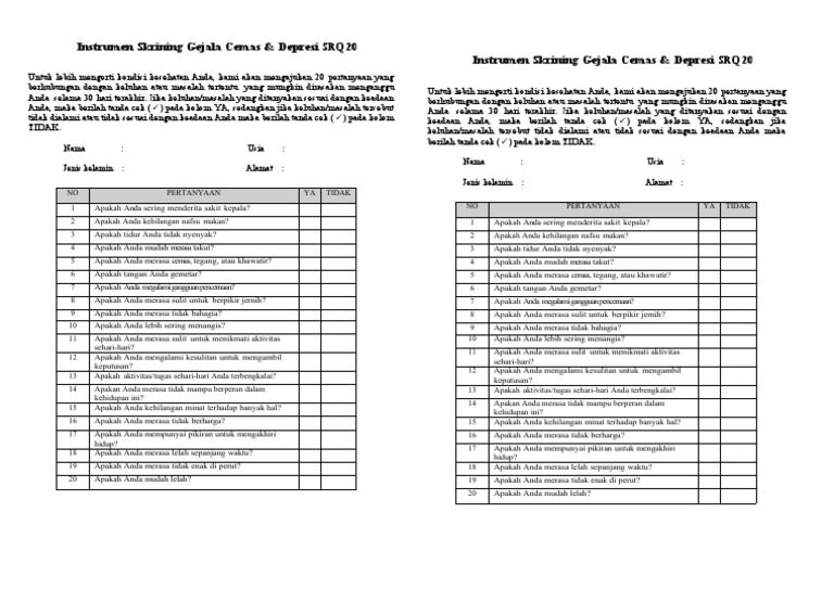 Instrumen Skrining Gejala Cemas | PDF