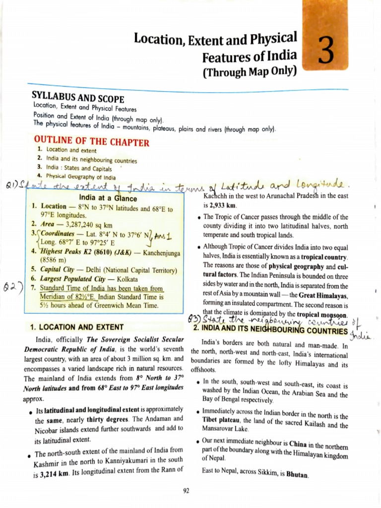 L-3 Location, Extent and Physical Features of India | PDF