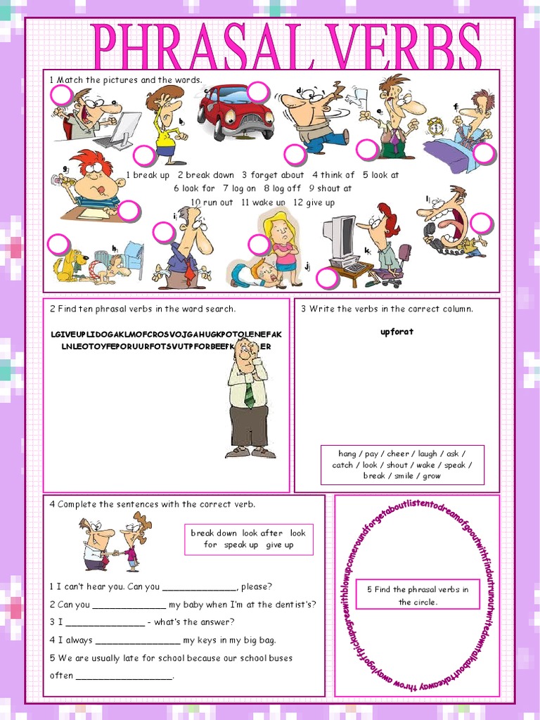 Phrasal Verbs Vocabulary Exercises Fun Activities Games Icebreakers ...