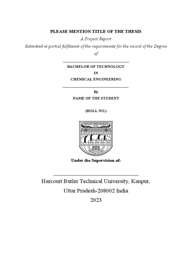 Guidelines and Certificate For UG Thesis 2023 | PDF