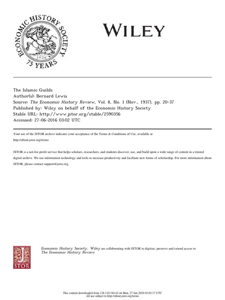 Islamic Craft Guilds in Medieval Society | PDF