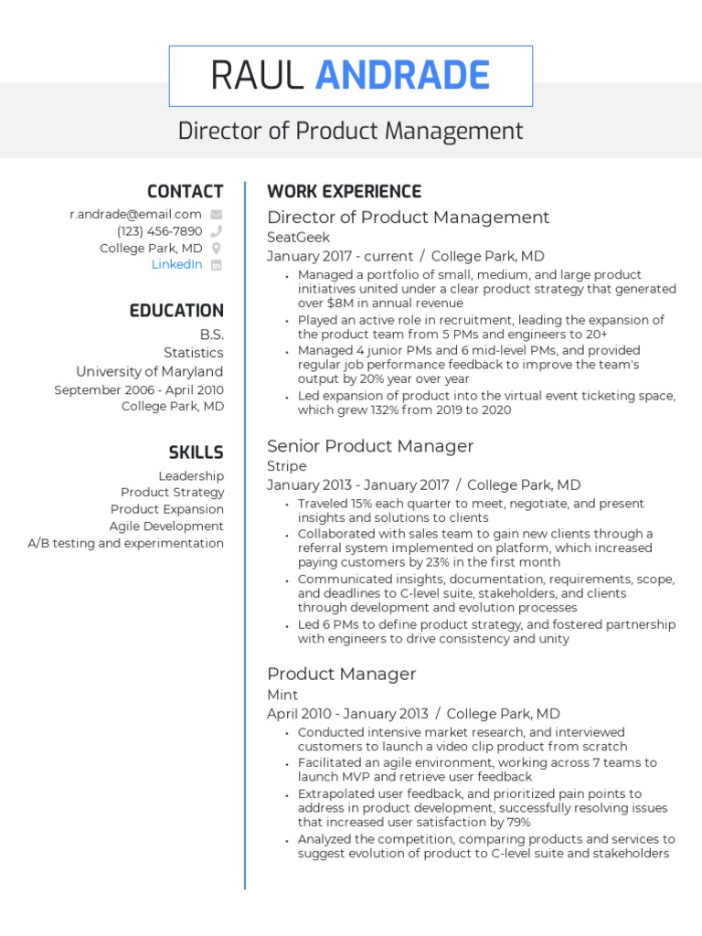 Raul Andrade: Product Management Resume | PDF