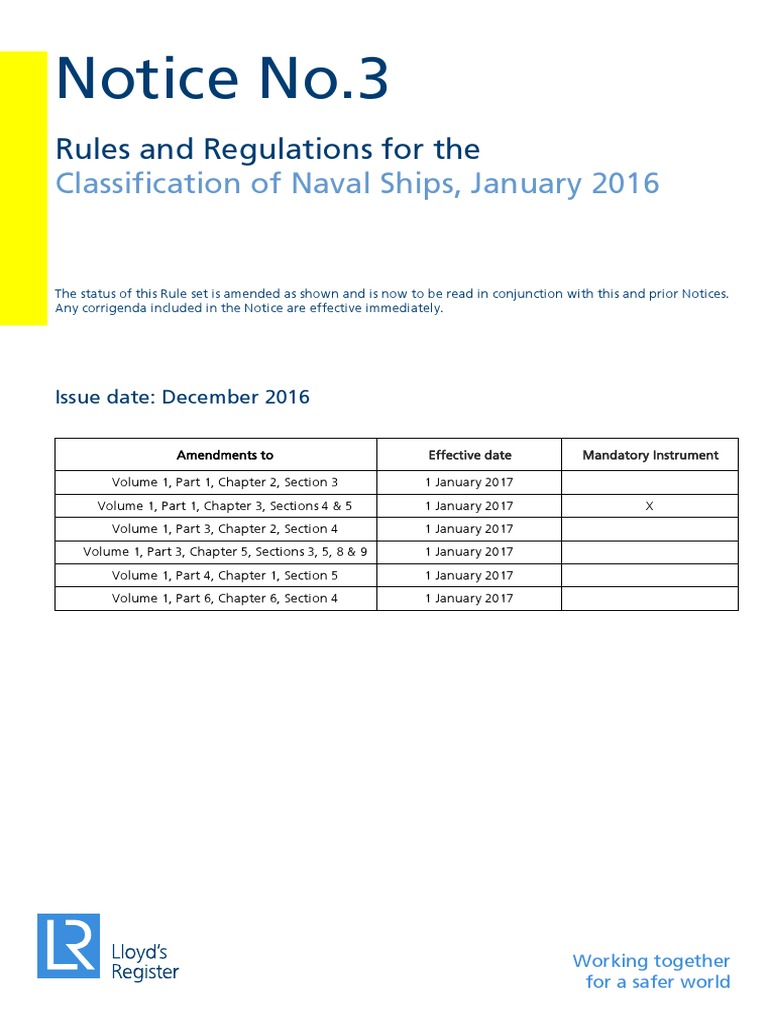 Notice No.3 Rules and Regulations For The Clasification of Naval Ships ...