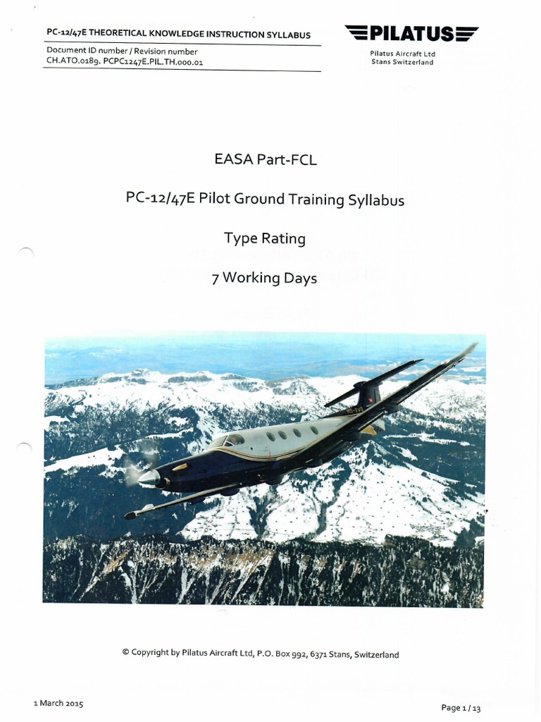Программа подготовки PC-12 EASA PDF | PDF