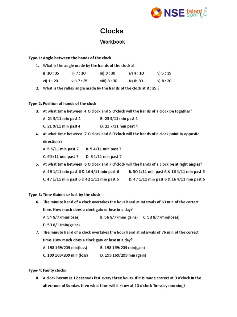Workbook Clocks PDF | PDF