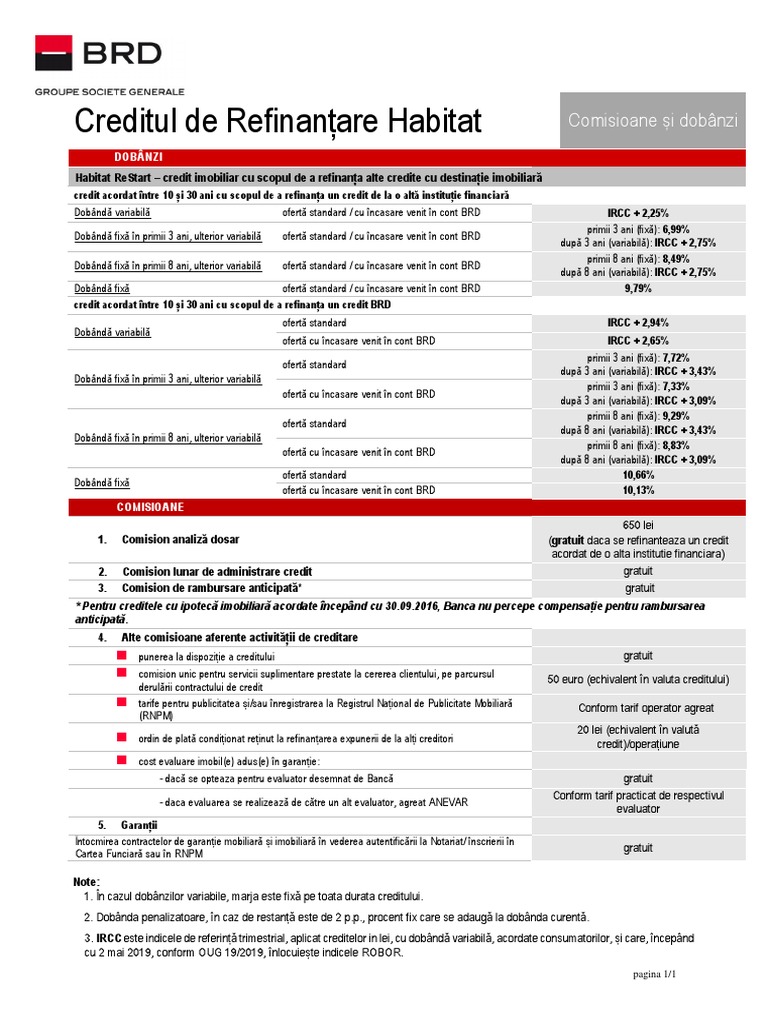 Credite Refinantare Habitat RO | PDF