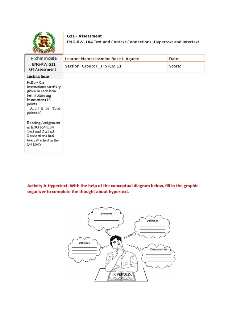 G11 ENG-RW Hypertext & Intertext | PDF | Science & Mathematics