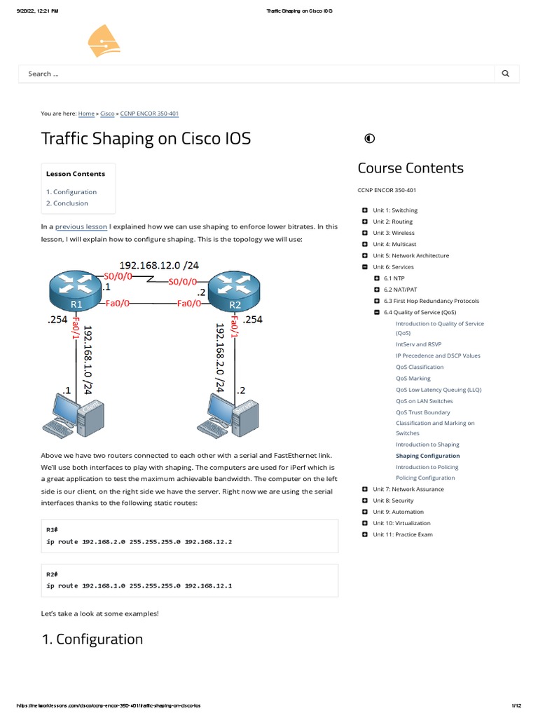 Traffic Shaping On Cisco IOS | PDF | Quality Of Service | Port (Computer Networking)