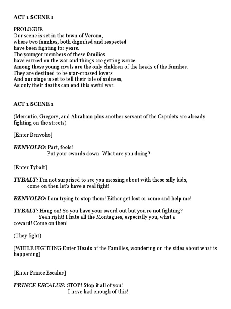 Verona's Star-Crossed Lovers: Act 1 | PDF