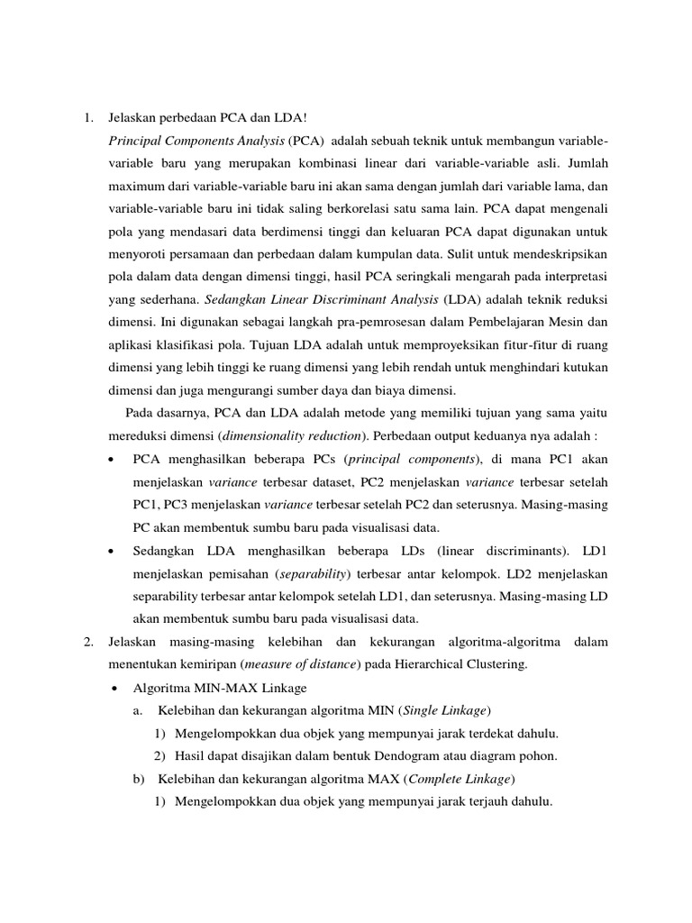 Perbedaan PCA Dan LDA PDF | PDF