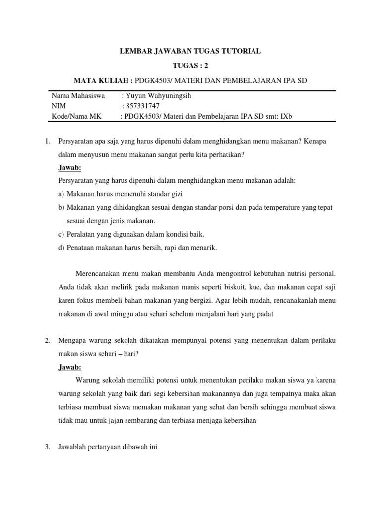 TTM 2 PDGK4503 Materi Dan Pembelajaran IPA SD PDF | PDF