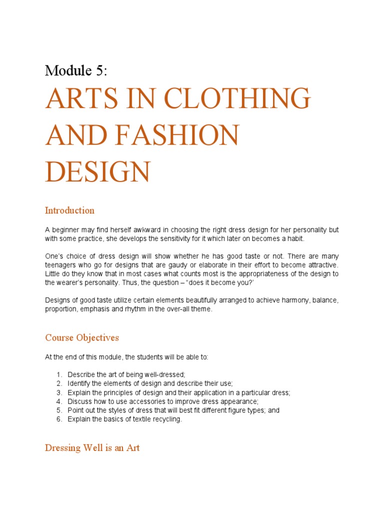 Arts in Clothing | PDF | Clothing | Textiles