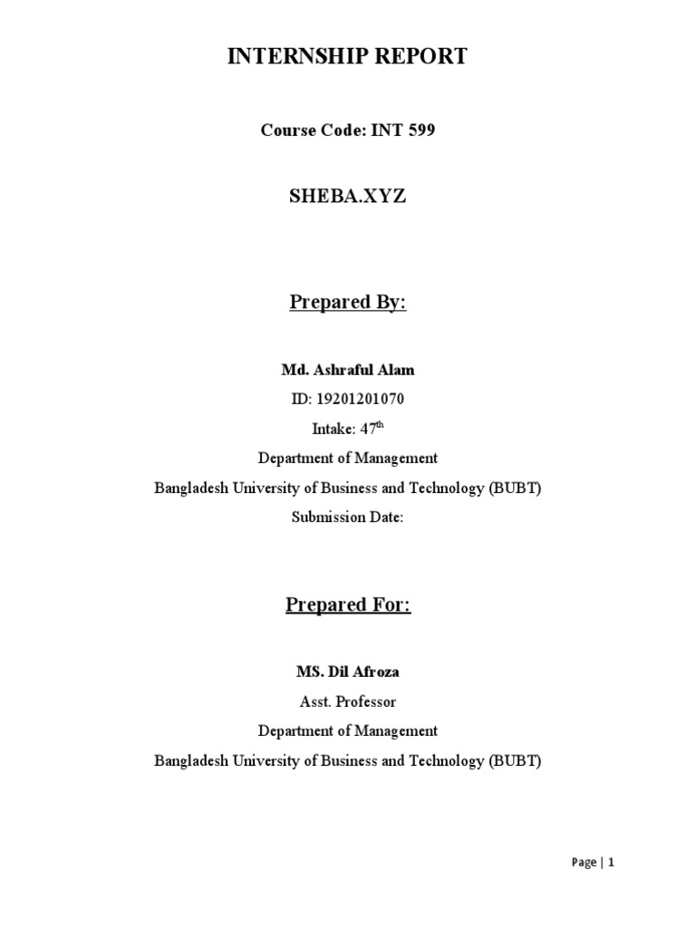 Intern Report - MBA-HRM-Ashraf | PDF