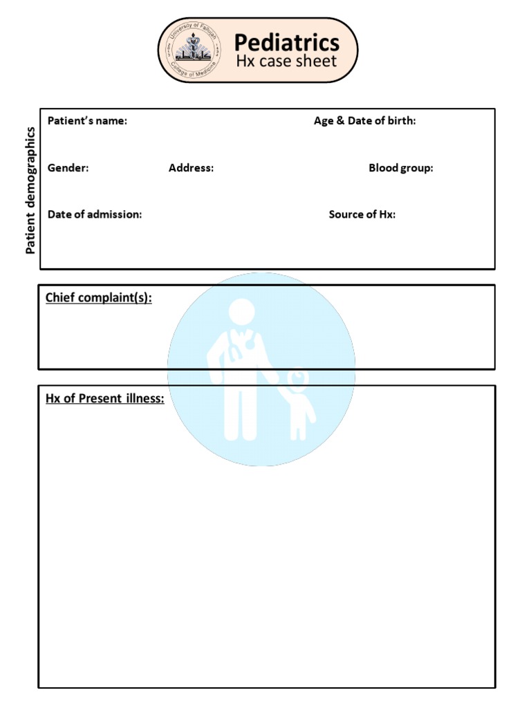 Pediatric HX Case Sheet PDF | PDF