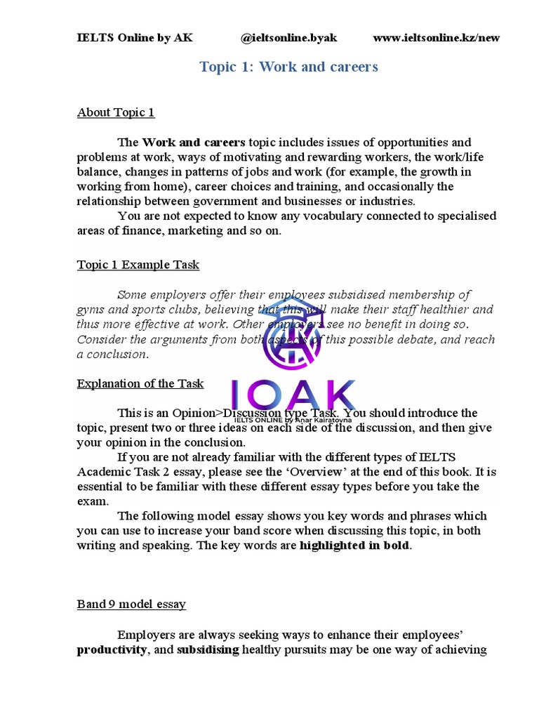 IELTS Writing Work and Careers | PDF | Incentive | Employment