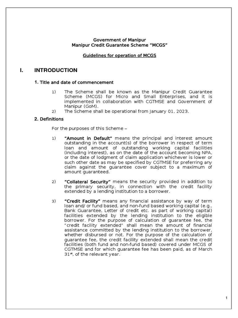 MCGS - Scheme and Operating Guidelines | PDF