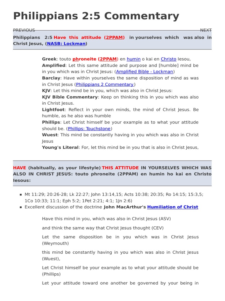Philippians 2 5 Commentary PDF | PDF | Humility | Assurance (Theology)